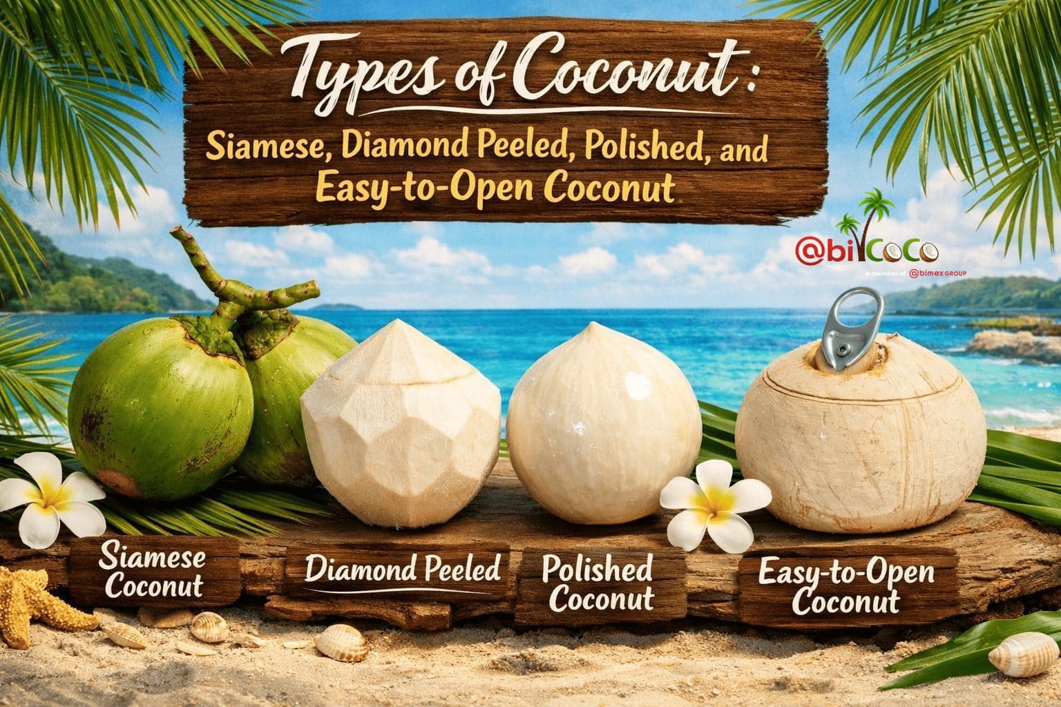 Types of Coconut: Siamese, Diamond Peeled, Polished, and Easy-to-Open ...